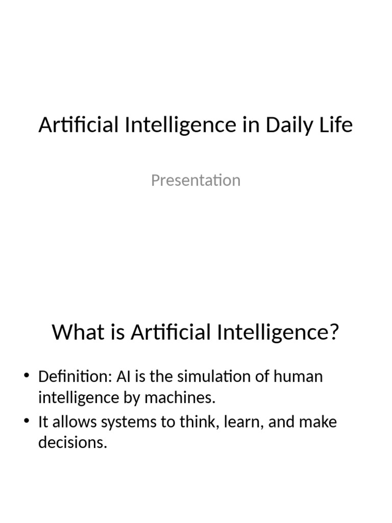 Artificial Intelligence in Daily Life | PDF