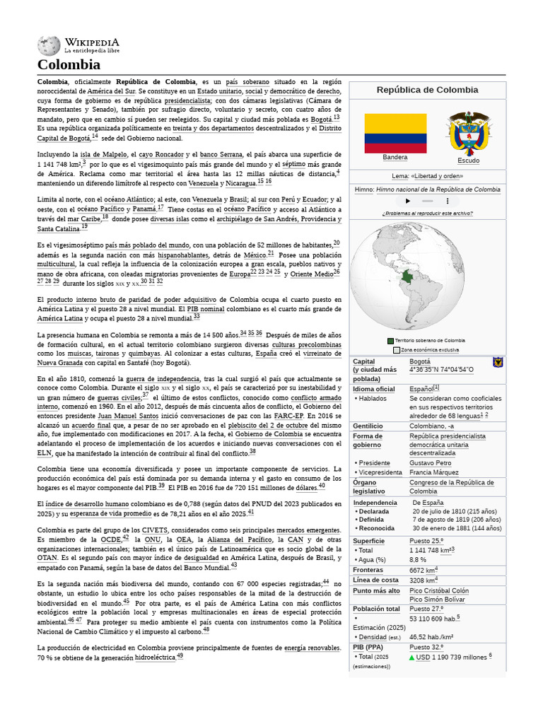 Datos Clave sobre Colombia: Historia y Economía | PDF | Colombia