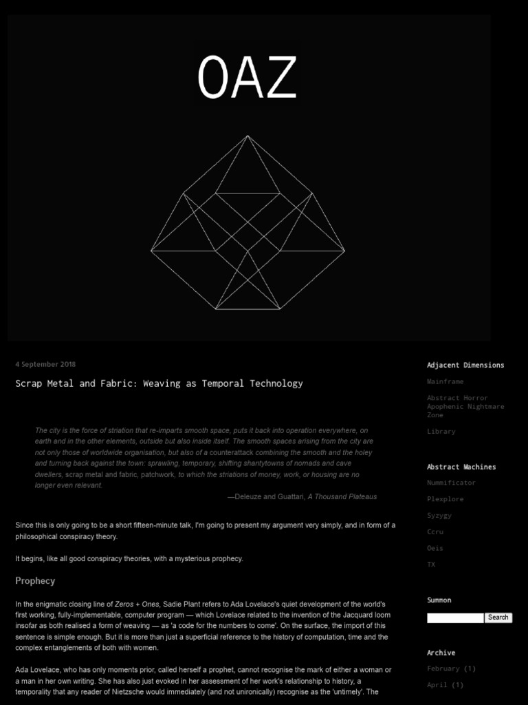 0AZ - Scrap Metal and Fabric - Weaving As Temporal Technology | PDF ...