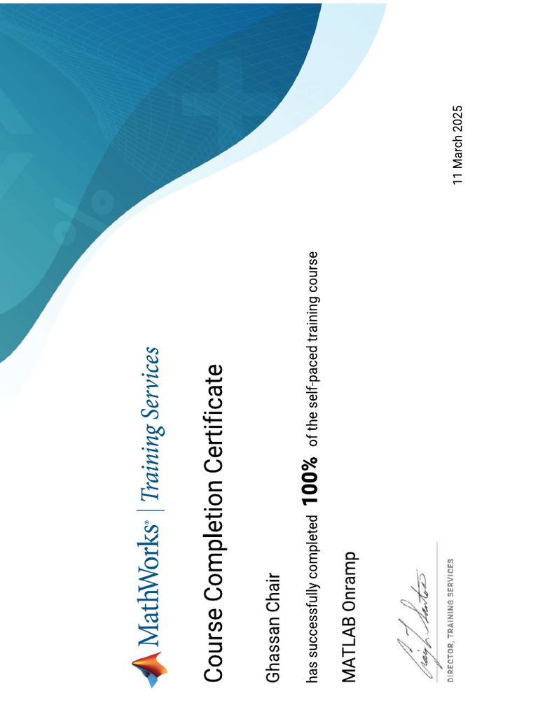 MATLAB Certificate | PDF