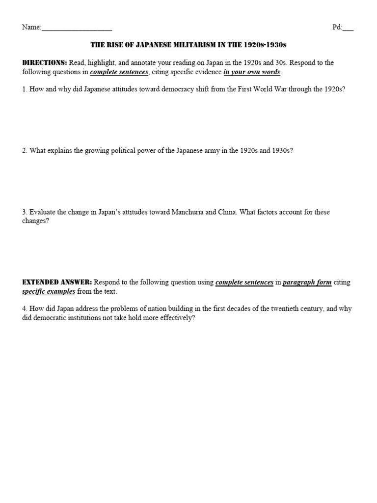 Japanese Militarism Reading HO 2122 | PDF