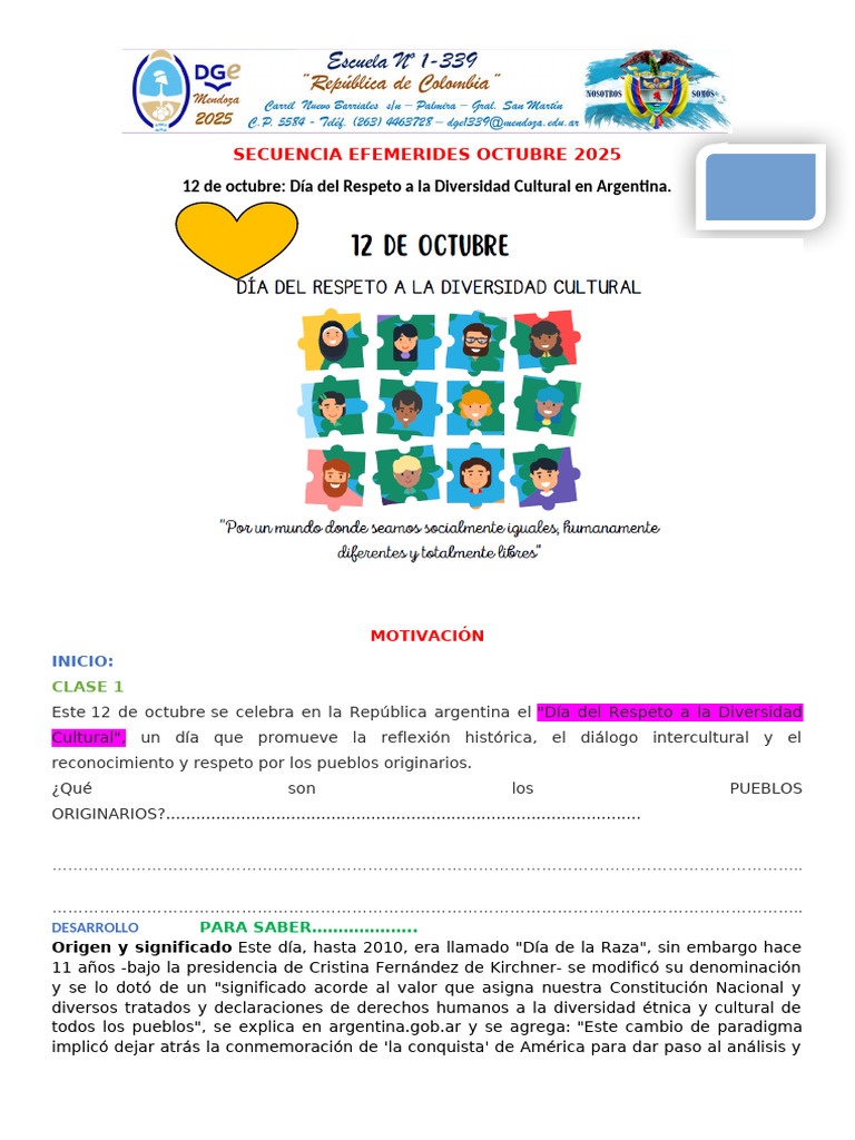 Taller sobre el 12 de octubre | PDF