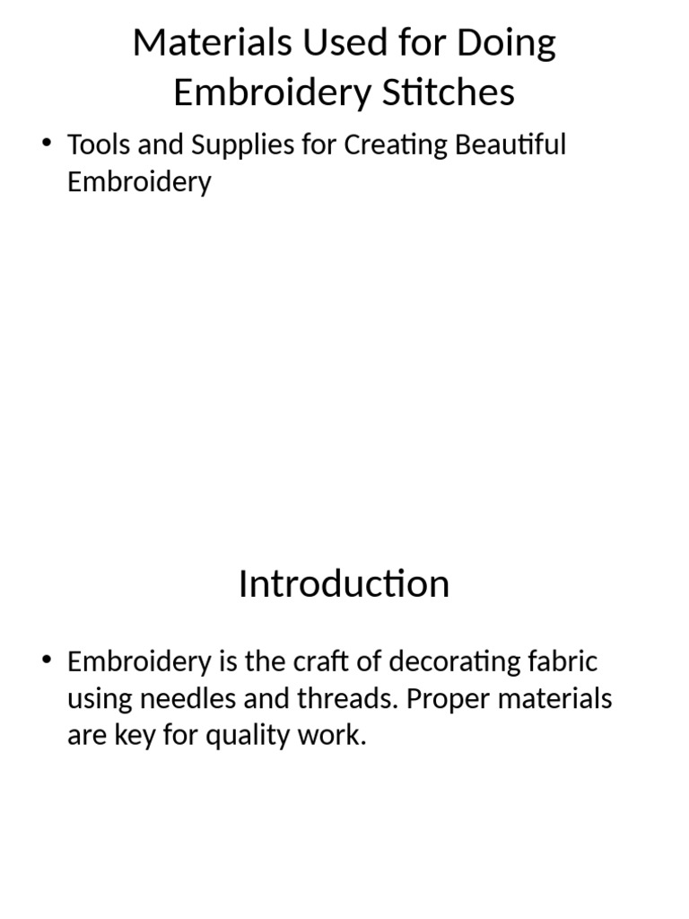 Essential Materials for Embroidery | PDF