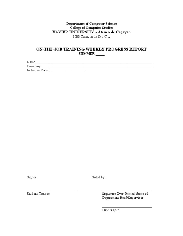 Chapter 2 A - Ojt Weekly Progress Report | PDF