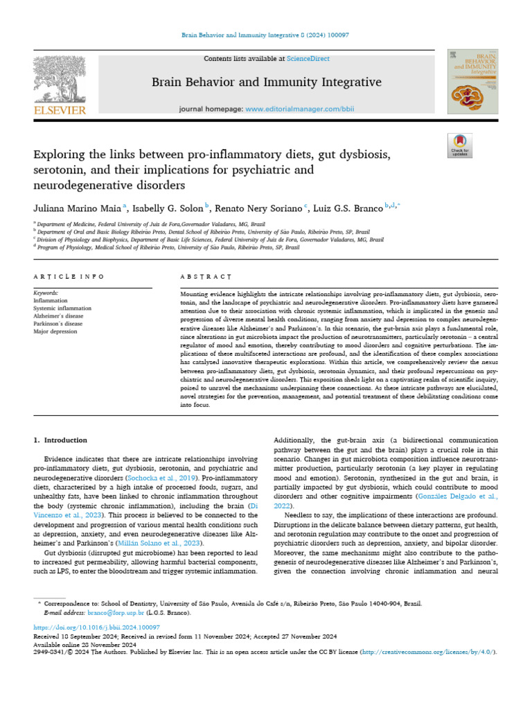 Brain Behavior and Immunity Integrative: Juliana Marino Maia, Isabelly ...