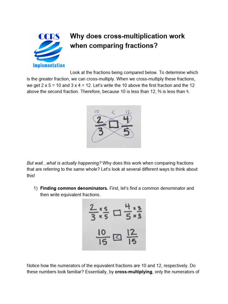 Cross Multiplication Handout | PDF | Elementary Mathematics | Mathematics