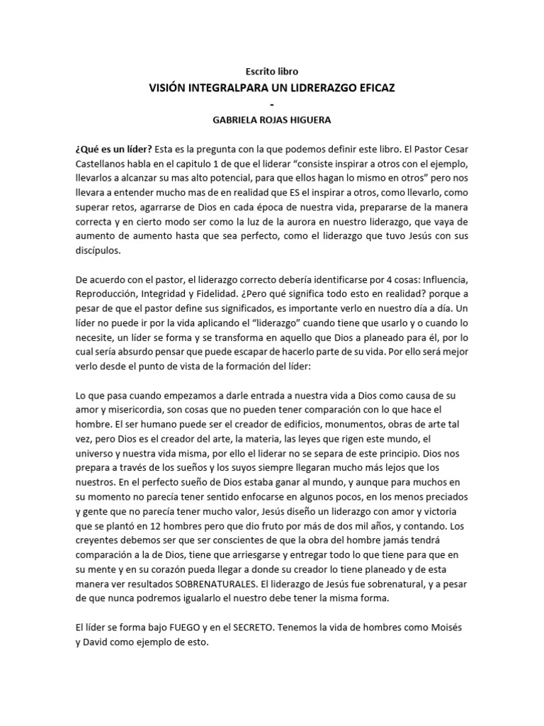 Visión Integralpara Un Lidrerazgo Eficaz Gabriela Rojas | PDF ...