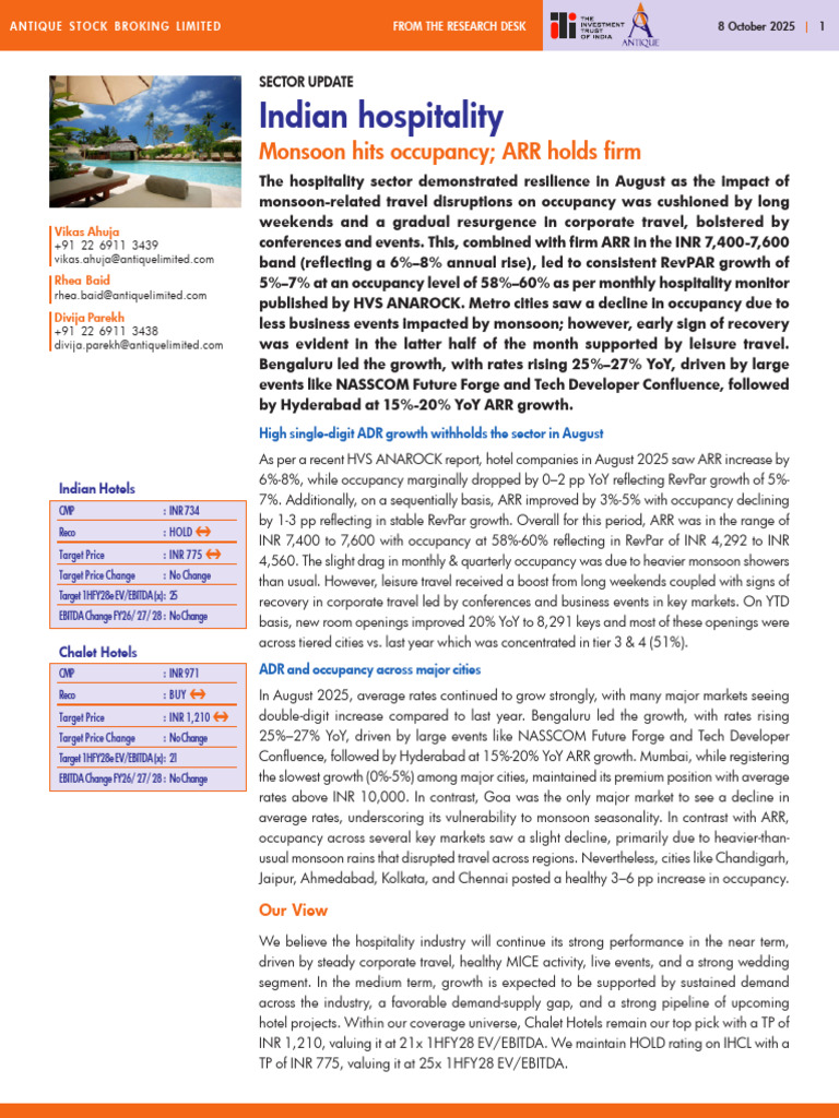 Hotel - Indian Hospitality - Sector Update - 251008 | PDF | Investing ...