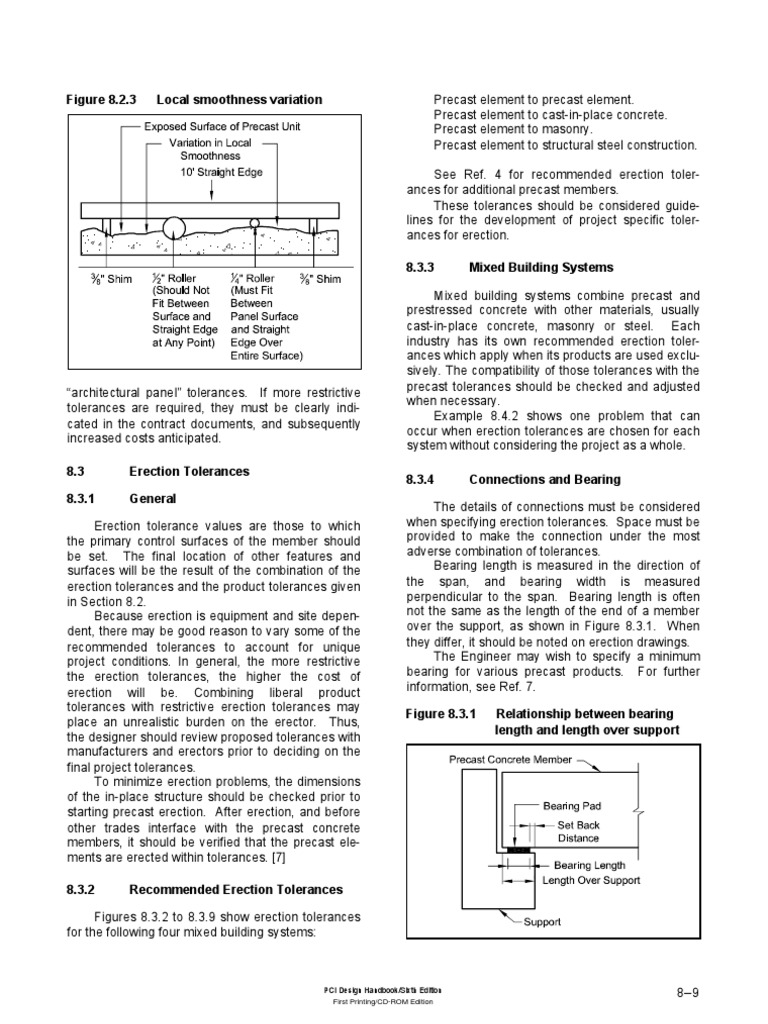 Erection Tolerances PCI 6th Edition | PDF | Precast Concrete ...