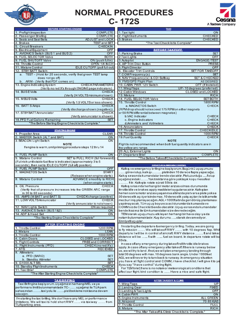 C172S Normal Procedures | PDF