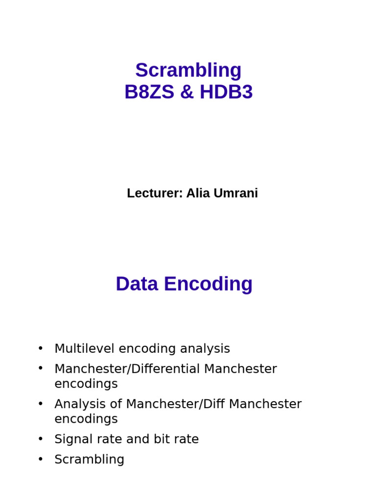 Lecture 4 - Data Encoding and Scrambing | PDF | Telecommunications ...
