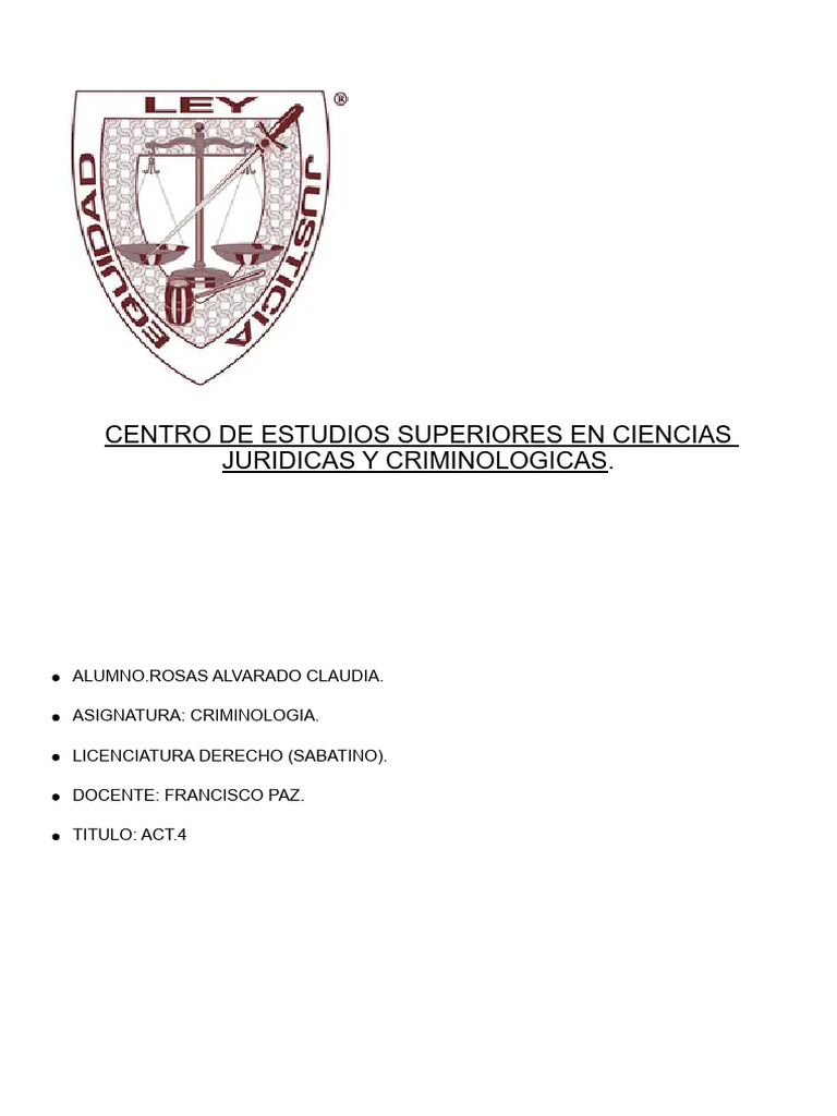 ROSAS ALVARADO CLAUDIA - ACT.4-1.docx - 20251030 - 185025 - 0000 | PDF | Criminología ...