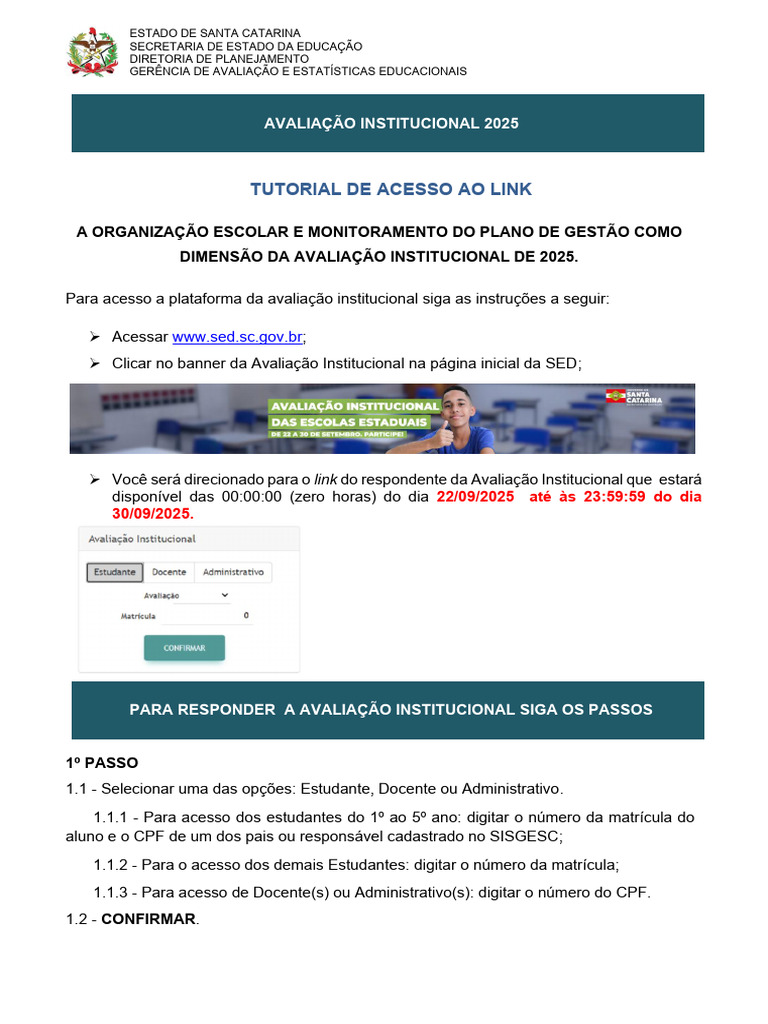 Acesso à Avaliação Institucional 2025 | PDF | Estado