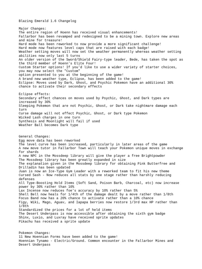 Blazing Emerald 1.6 Update Highlights | PDF