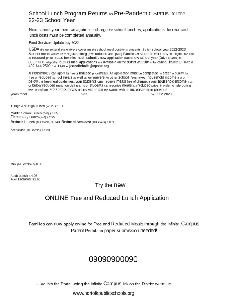 22-23 - Free & Reduced Lunch Packet (English) | PDF | Supplemental ...