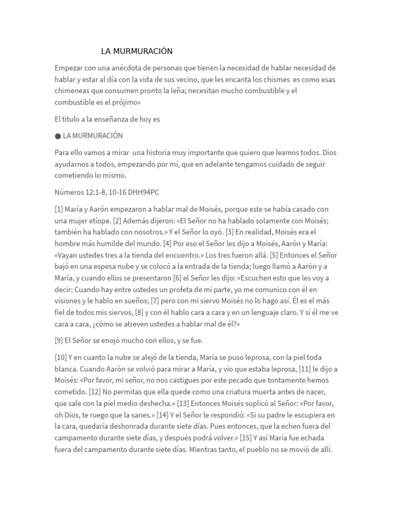 La Murmuracion Intercesión | PDF | Pecado | Amor