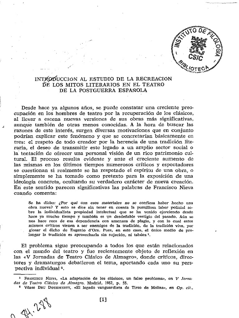 Introduccion Al Estudio de La Recreación de Los Mitos Literarios en El ...