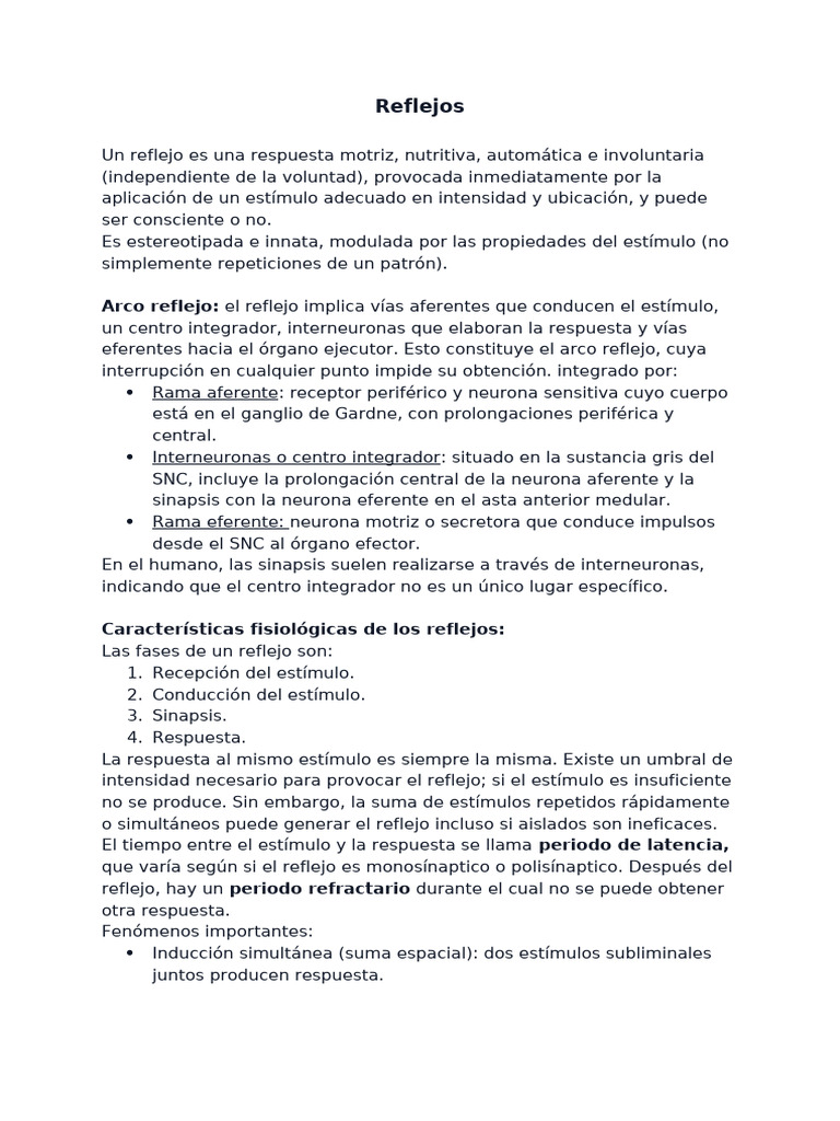 Características y Tipos de Reflejos Humanos | PDF | Neurona motora ...