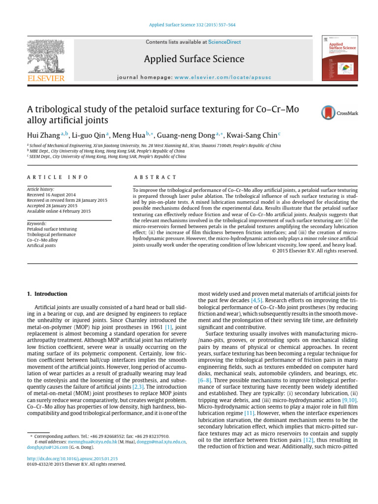 Tribological Study of Petaloid Textures | PDF | Friction | Wear