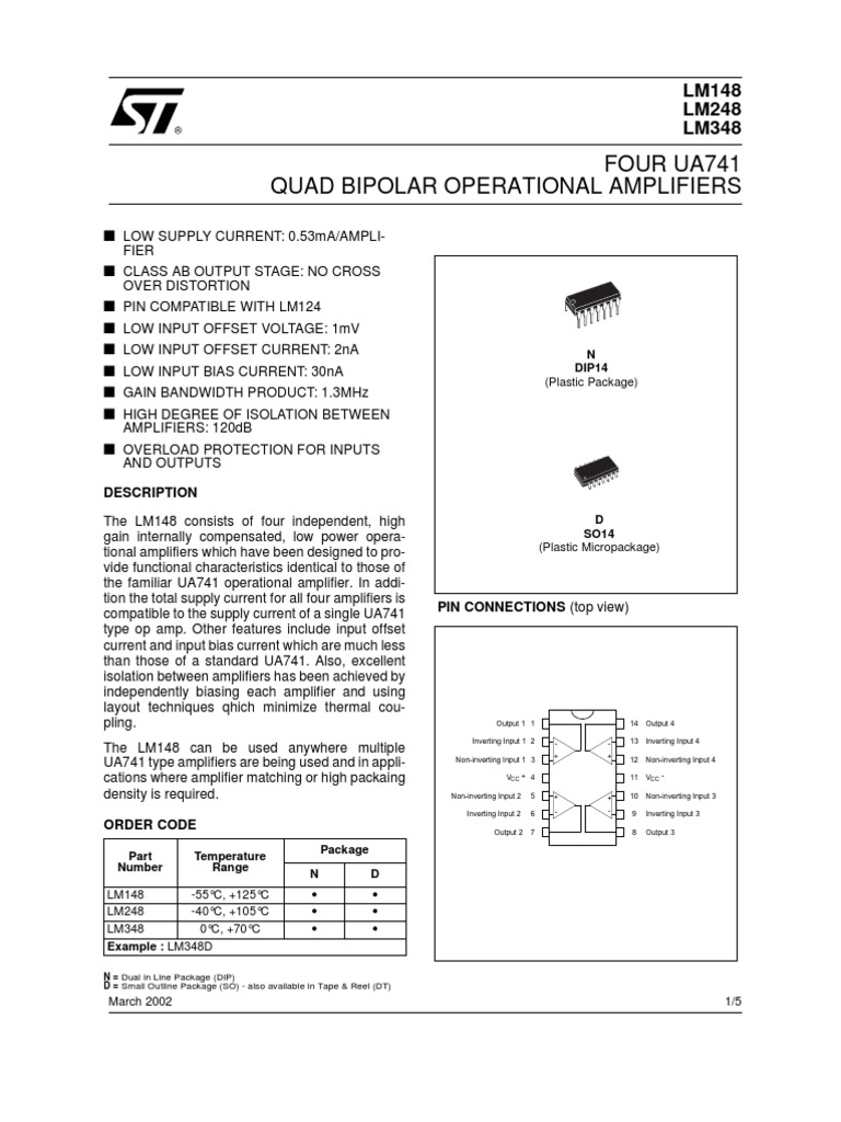 LM 348 N | PDF | Amplifier | Operational Amplifier