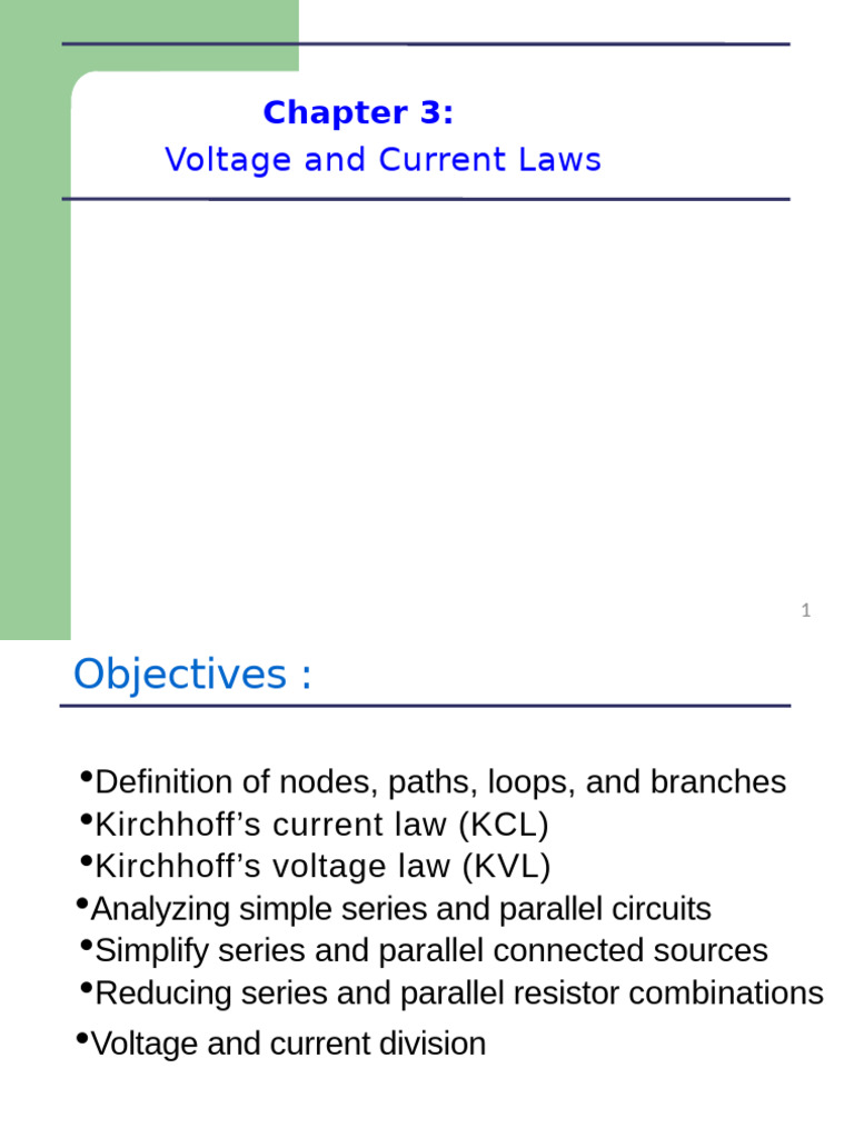 Chapter 3 Voltage and Current Laws | PDF | Electrical Network | Series ...