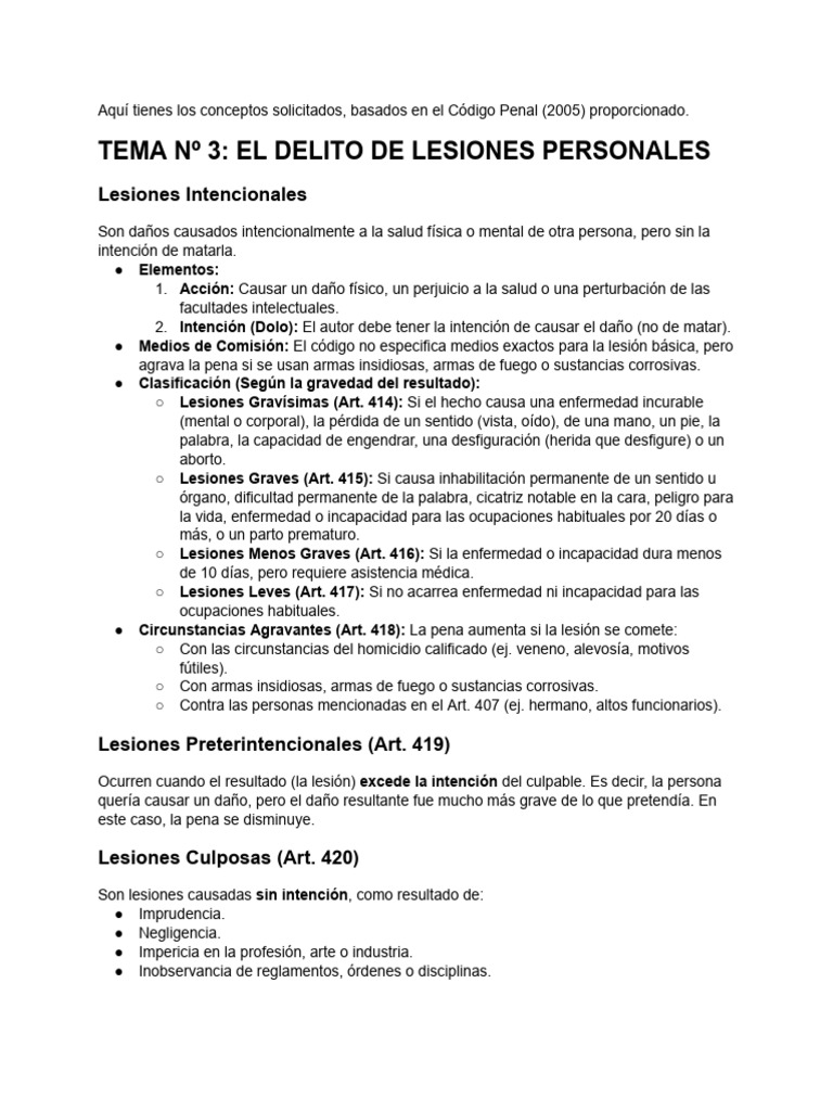 Delito De Lesiones Pdf Violación Comportamiento Problemático