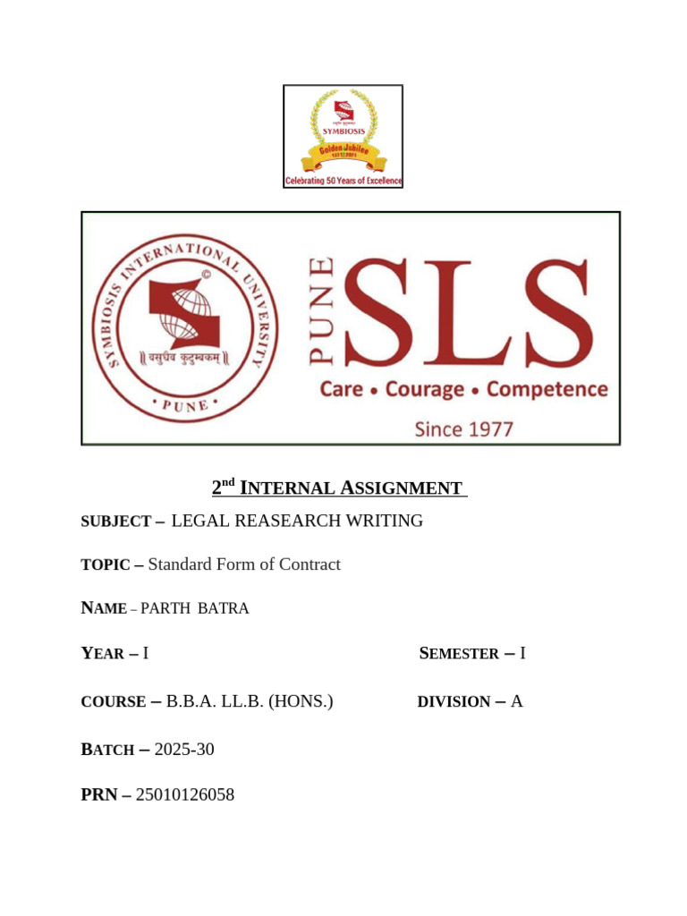 Standard Form Contracts: Fairness vs. Efficiency | PDF | Common Law ...
