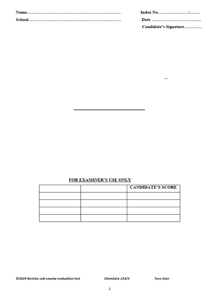 233-3 Chem P3 QP Keset 2024 | PDF | Acid | Magnesium