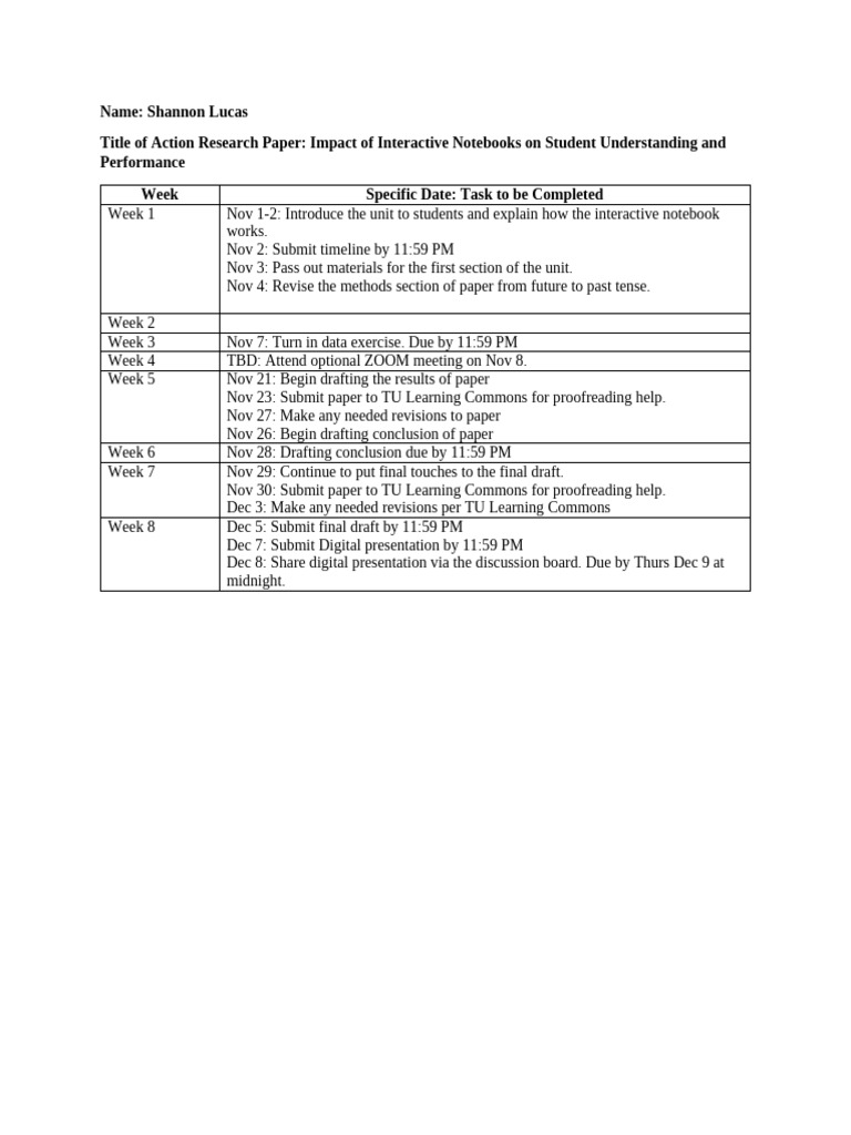 Timeline of Action Research Paper | PDF