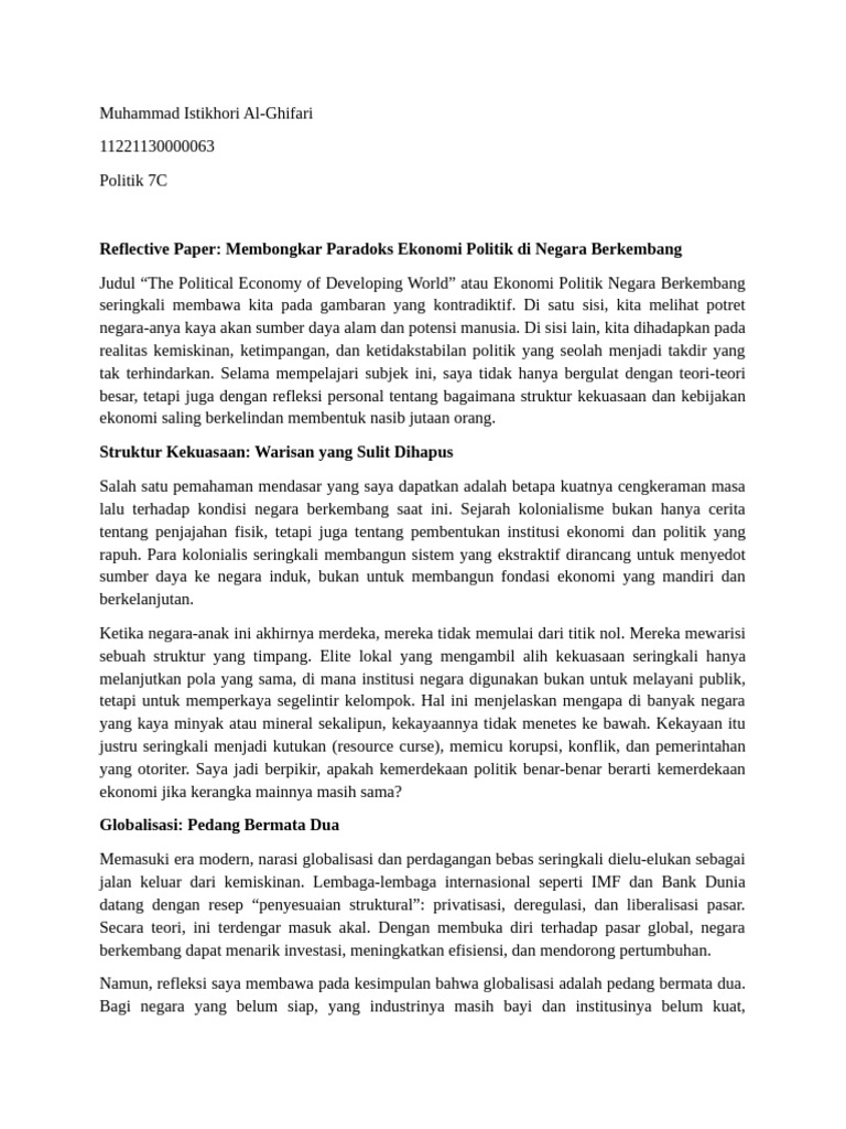 Reflective Paper 1 - Muhammad Istikhori Al-Ghifari | PDF
