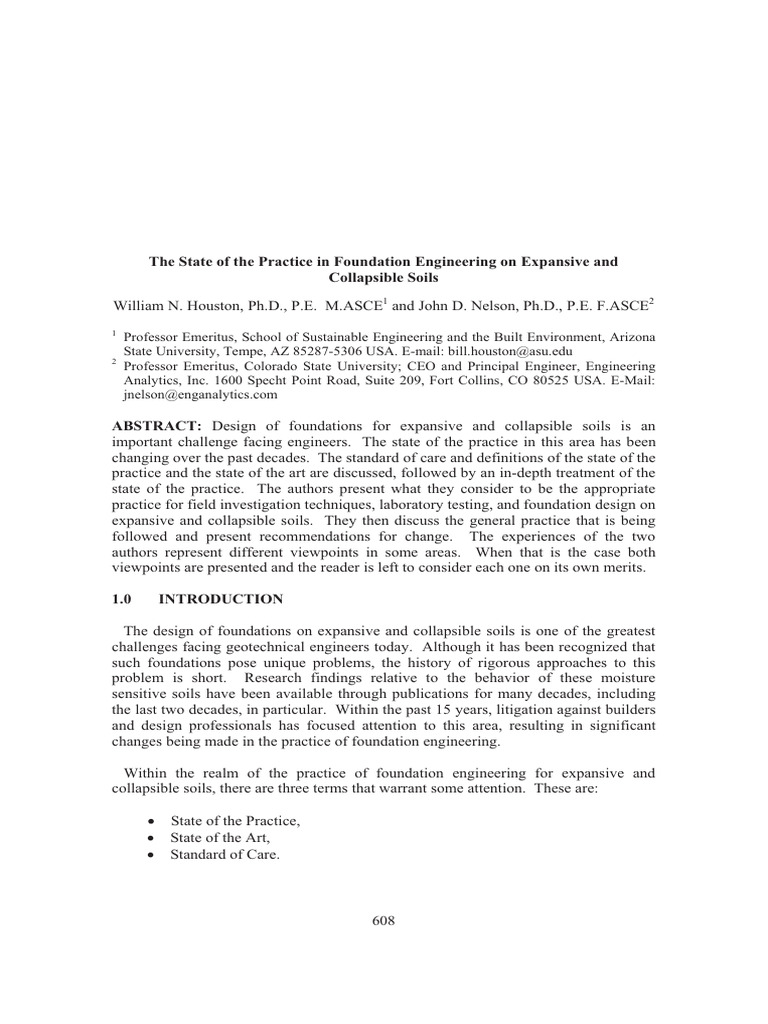 The State of The Practice in Foundation Engineering On Expansive and ...