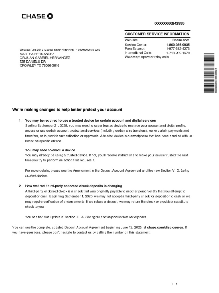 Chase Account Update for Customers | PDF | Overdraft | Transaction Account