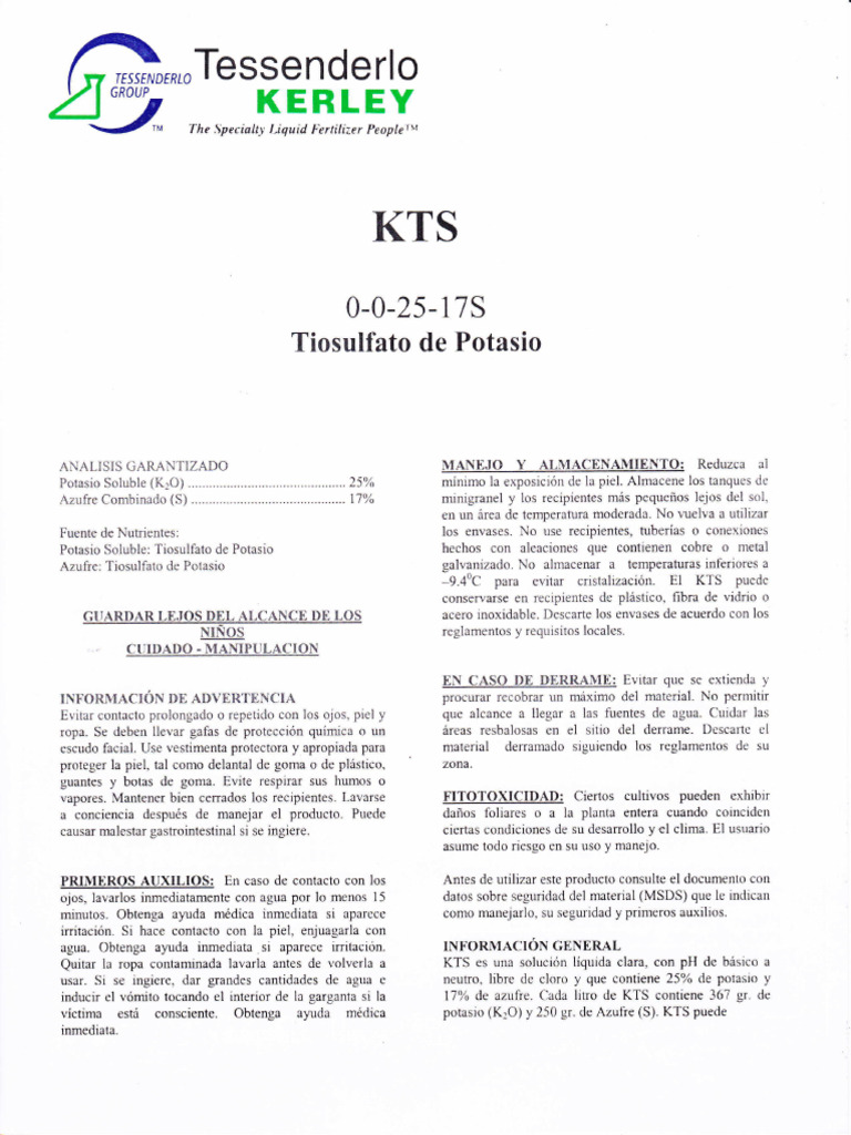 Guía Aplicación KTS | PDF | Sustancias químicas | Materiales
