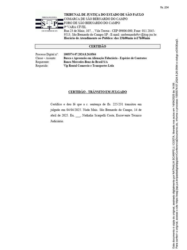 Certidão de Transito em Julgado | PDF