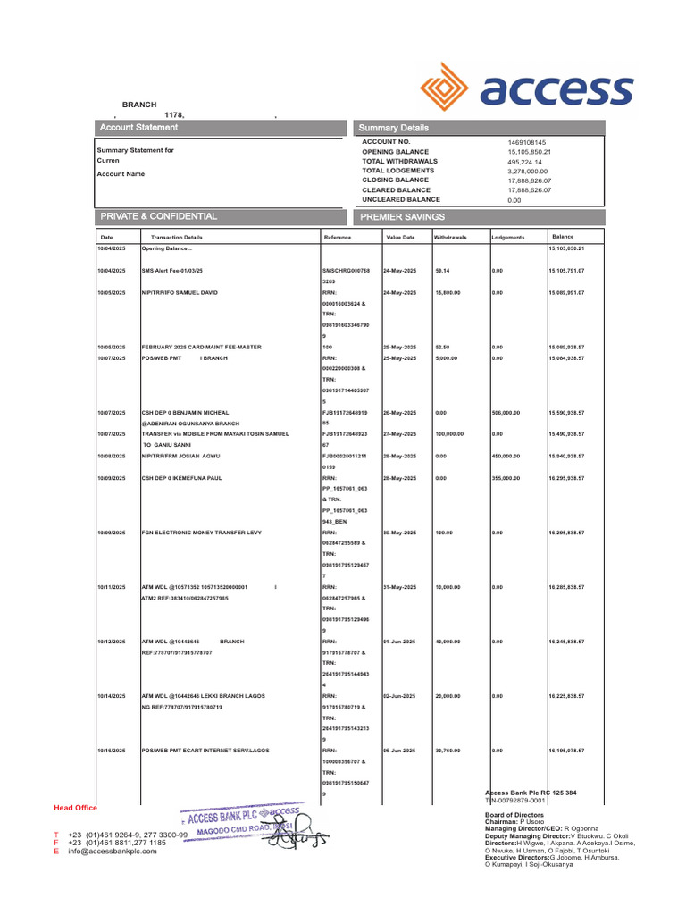 Extracted Pages From 903538060 Access Bank Statement 1 | PDF ...
