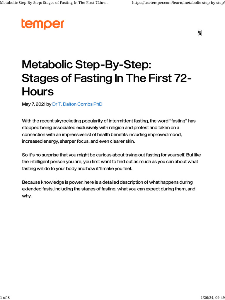 Metabolic Step-By-Step Stages of Fasting in The First 72hrs - Temper ...