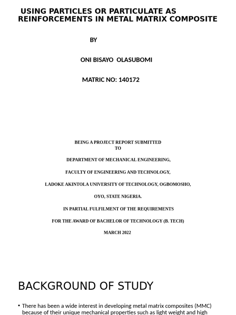 Metal Matrix Composites with Agro Waste Reinforcements | PDF ...