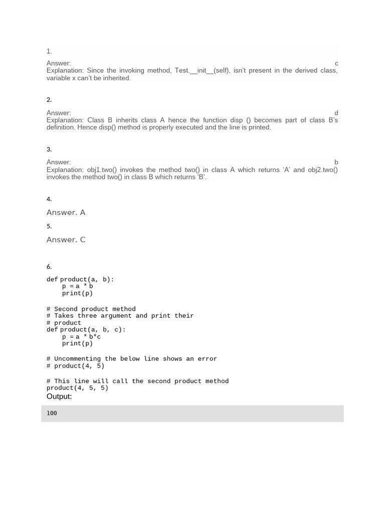 Class--Inheritance and Fo Answers | PDF