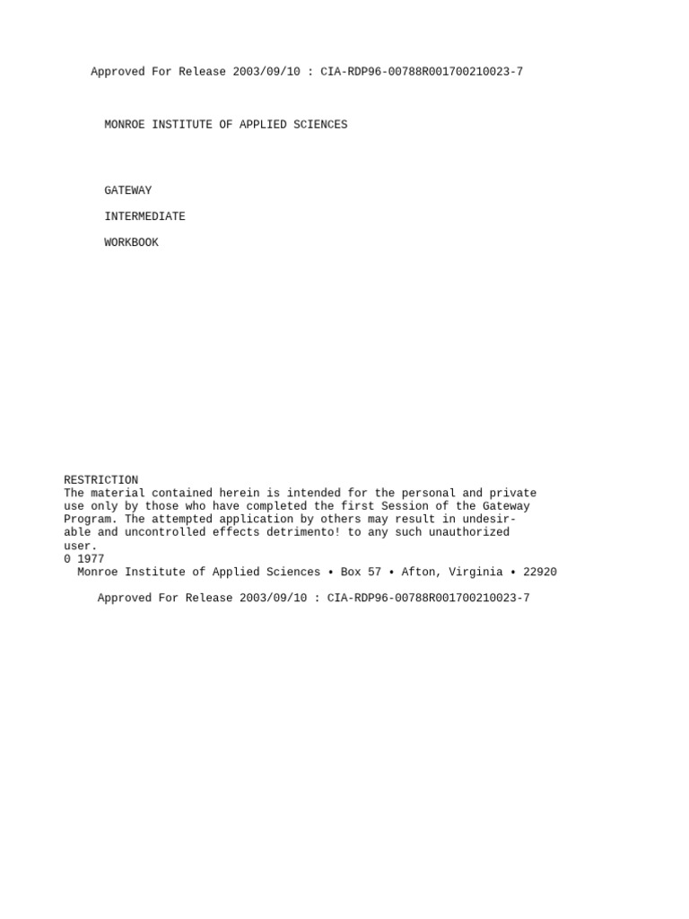 CIA Gateway Program Workbook | PDF | Breathing | Exhalation