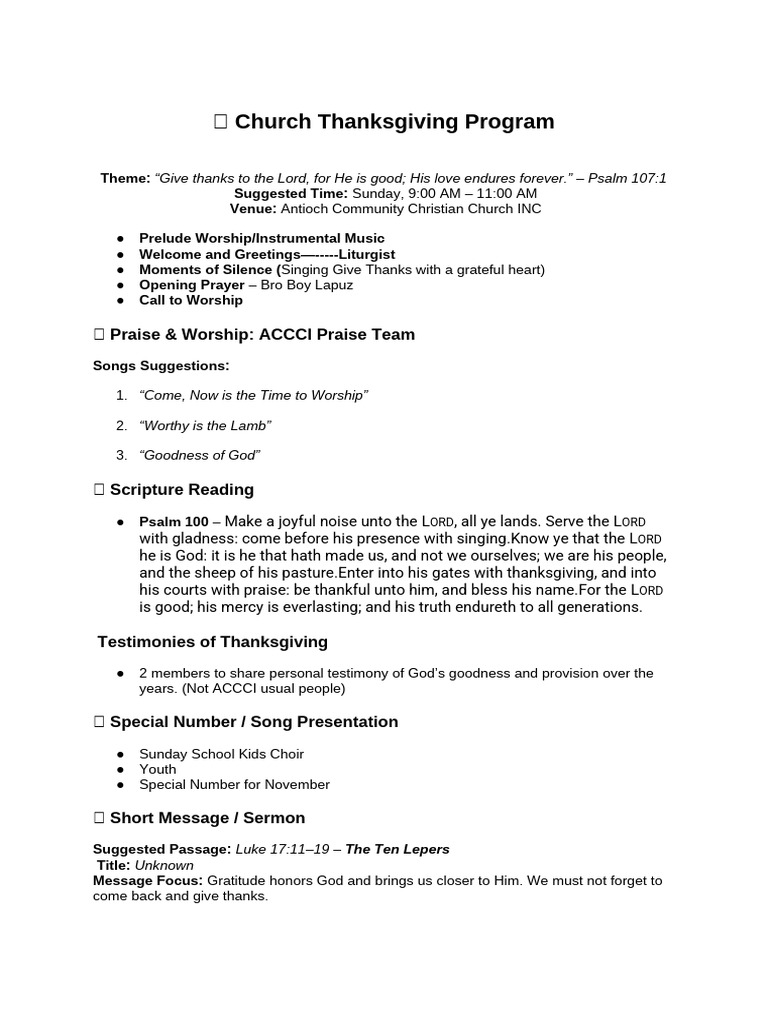 Thanksgiving Program | PDF