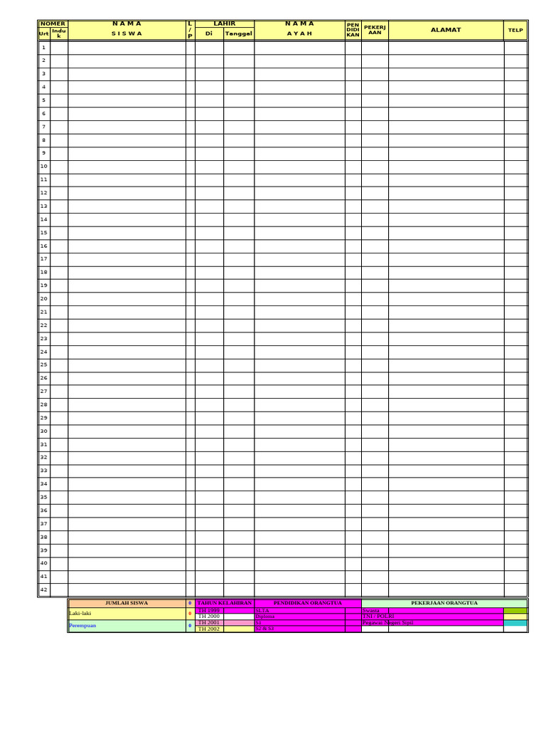 3.contoh Format Presensi Siswa | PDF