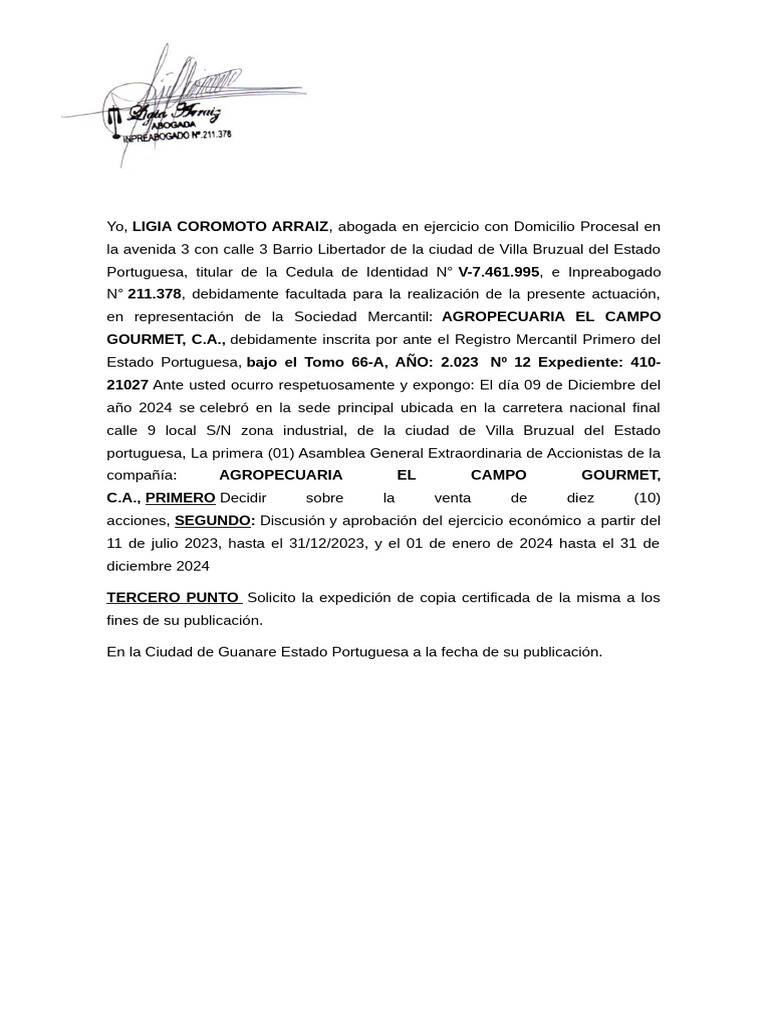 1ra Acta Venta de Acciones | PDF | Compartir (Finanzas)