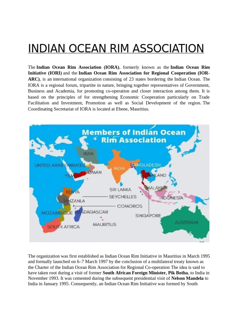Indian Ocean Rim Association Overview | PDF
