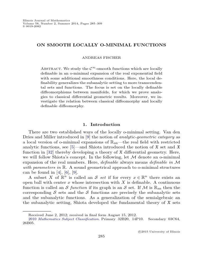 On Smooth Locally O-Minimal Functions: Andreas Fischer | PDF | Function ...