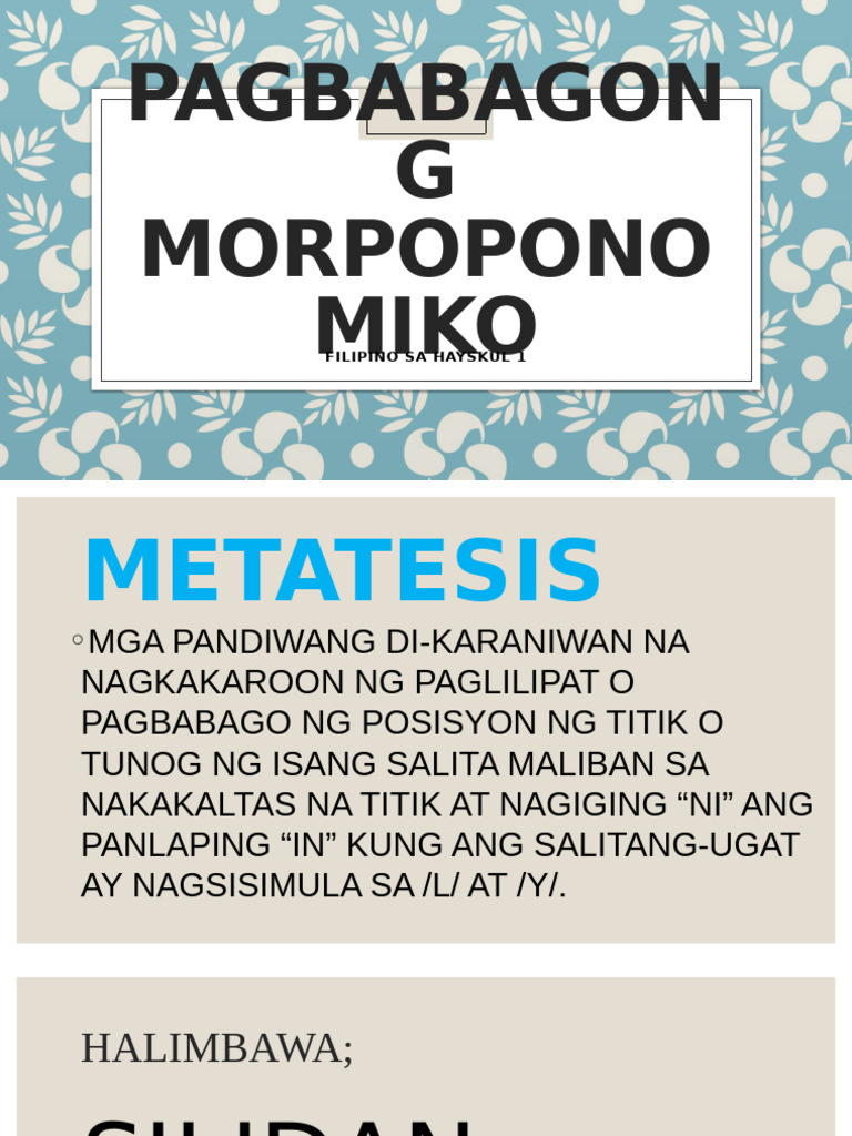 Pagbabagong Morpoponomiko | PDF