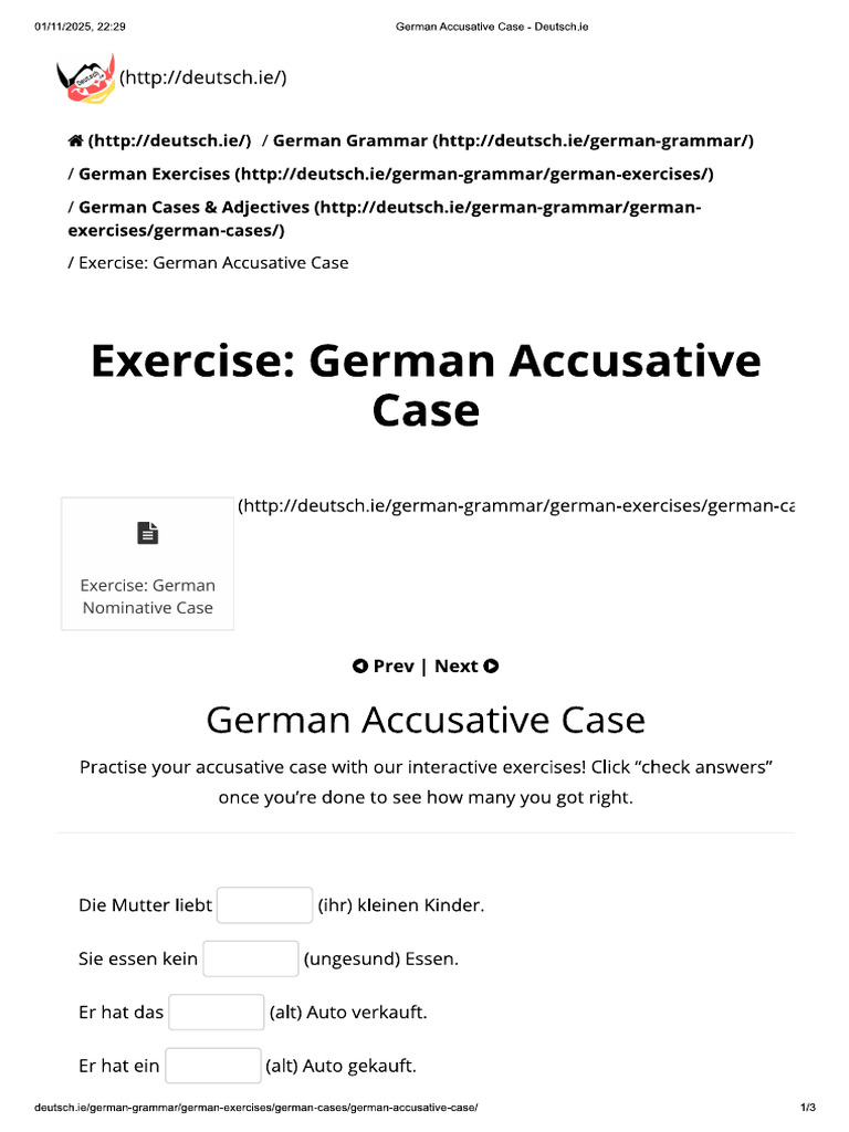 German Accusative Case | PDF