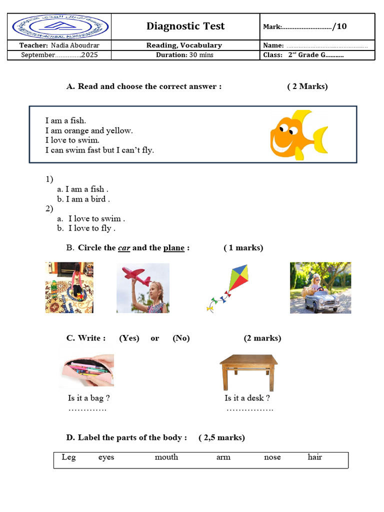 Diagnostic 2nd Grade | PDF