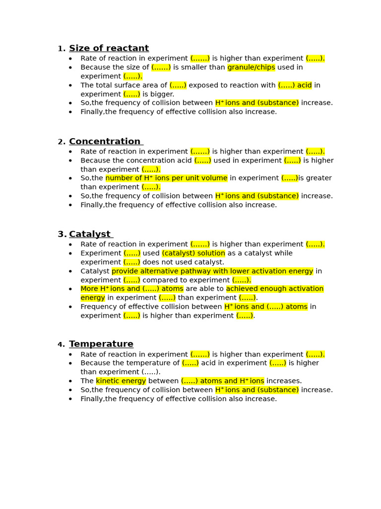 Rate of Reaction (Short Notes) | PDF