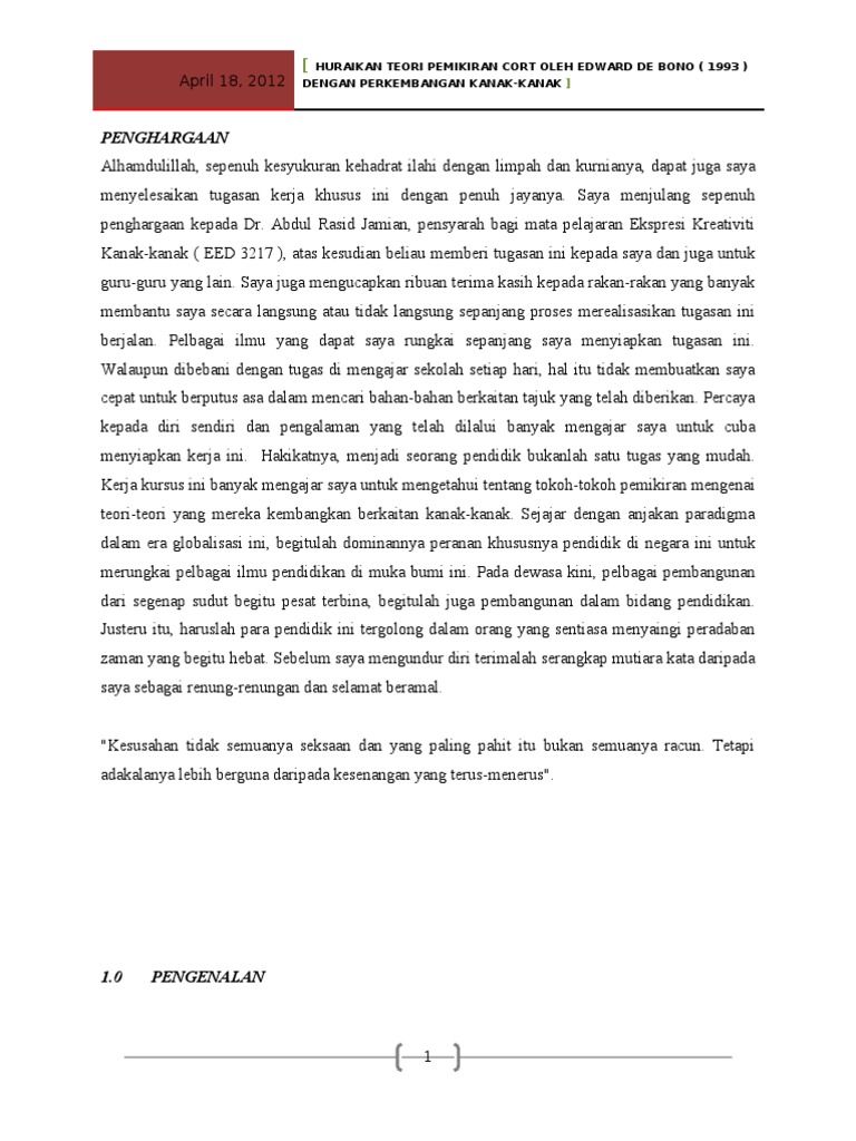 Teori Pemikiran CORT Edward de Bono | PDF | Kesehatan Holistik | Sains ...
