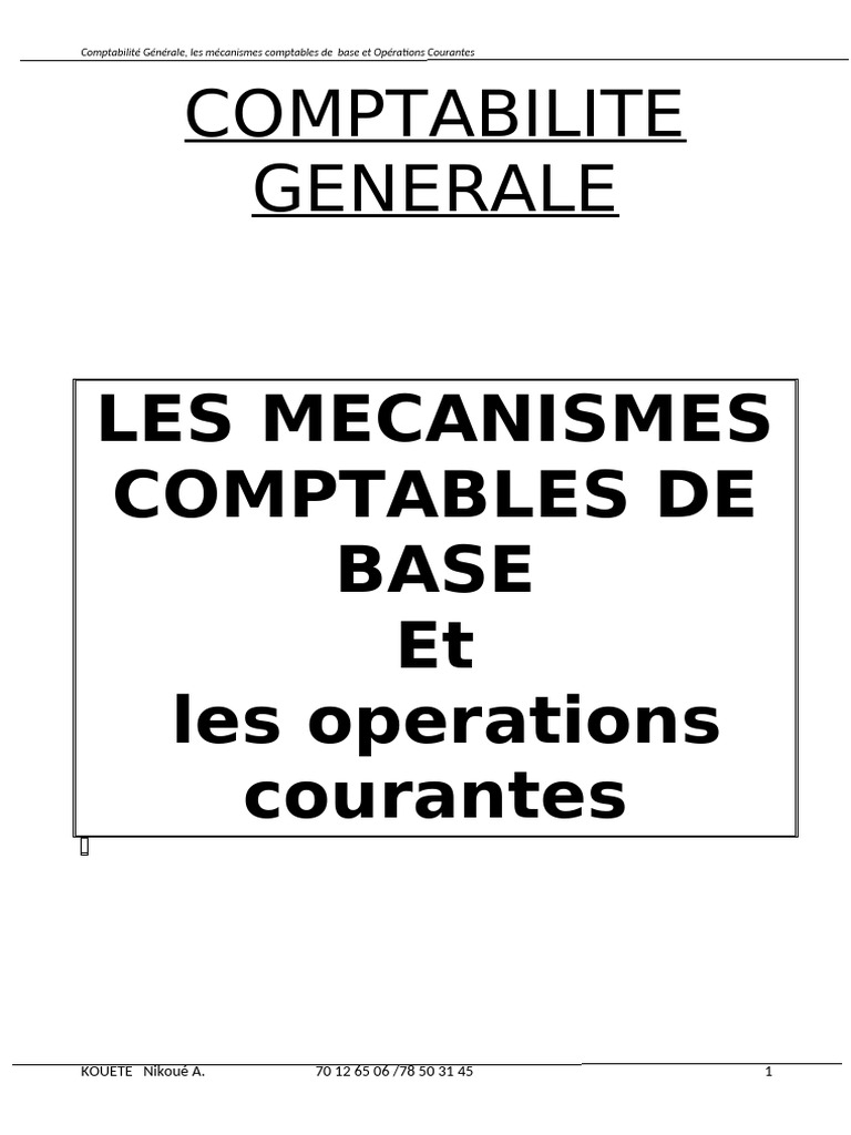 Mecanismes Compta de Base | PDF | Bilan comptable | Capitaux propres